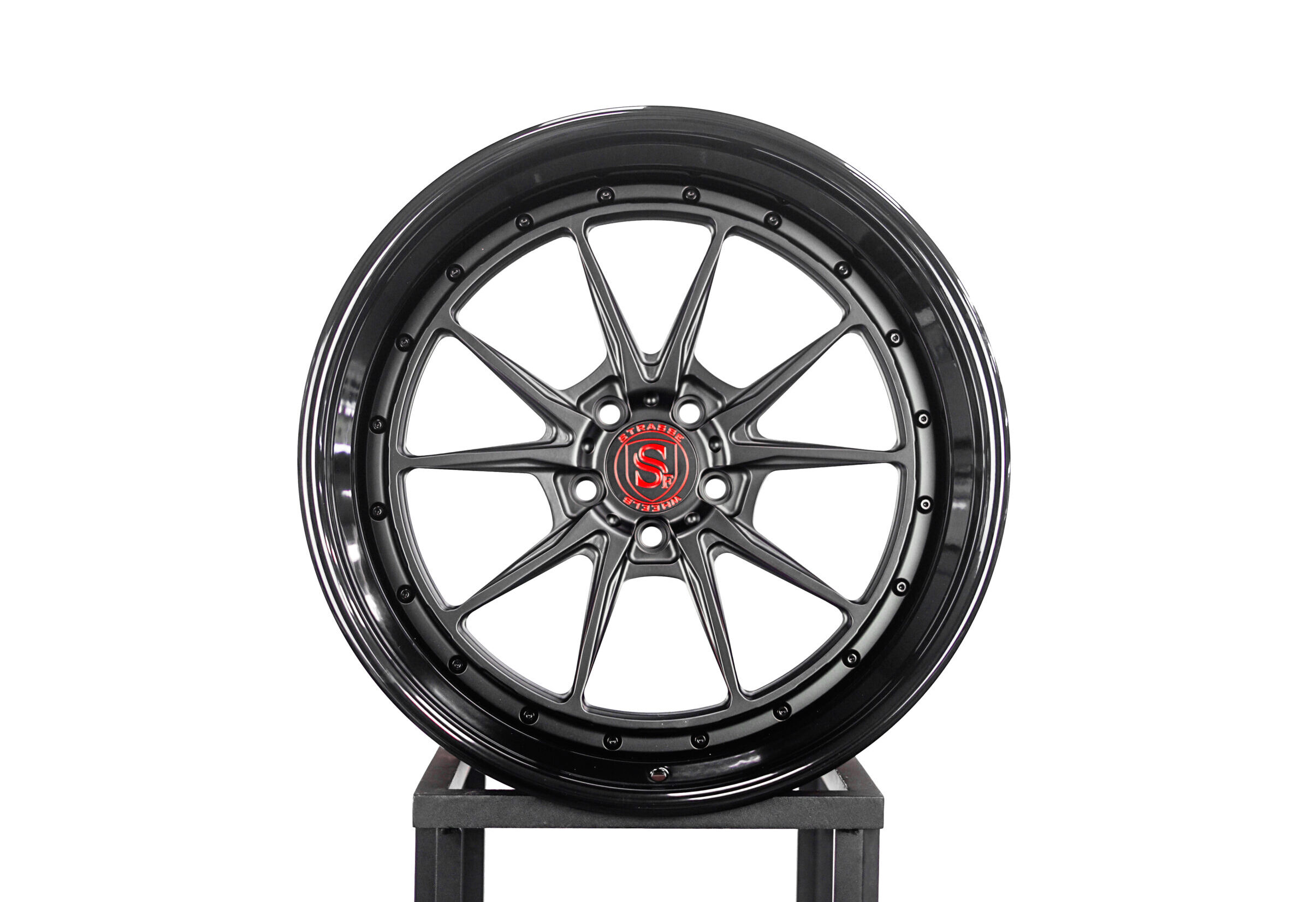 SV10 Track Series - Black & Gloss Brushed Red - Strasse Wheels